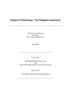 Diaspora Philanthropy: The Philippine Experience - The Philanthropic ...