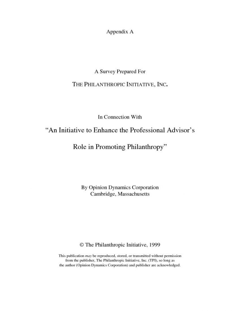 Doing Well by Doing Good (Appendix) - The Philanthropic Initiative